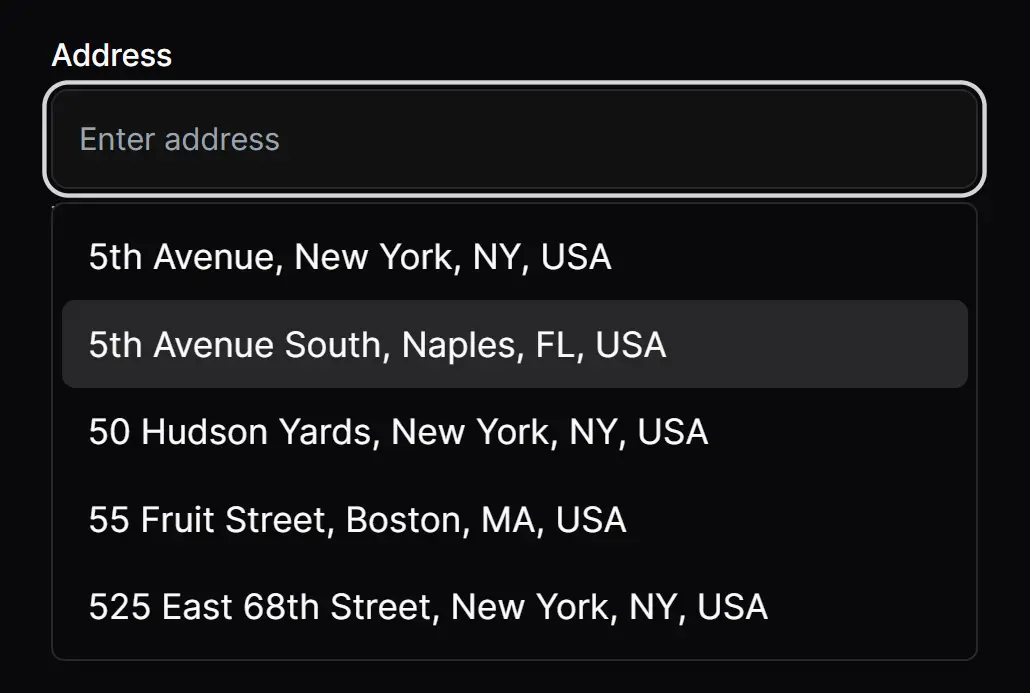 Address Autocomplete Component For Shadcn/ui