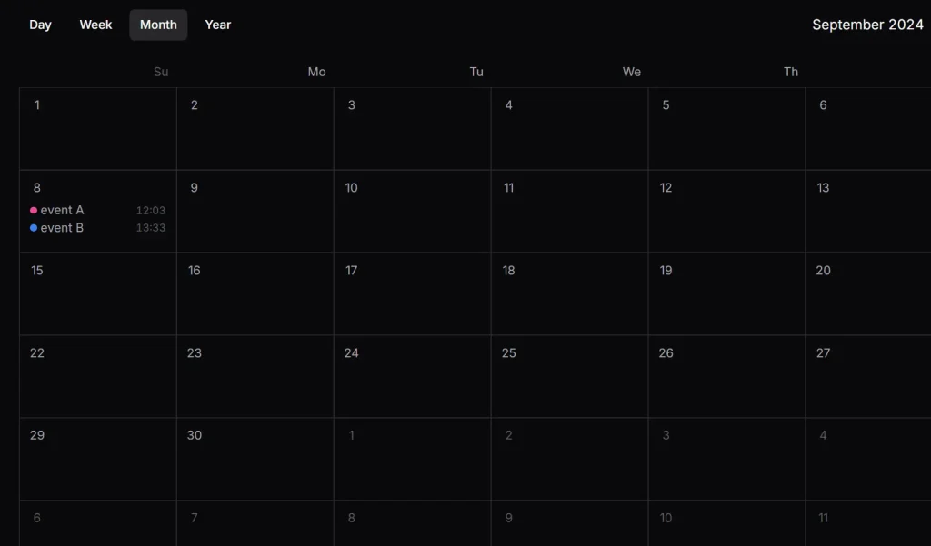 Full Calendar Component Shadcn/ui