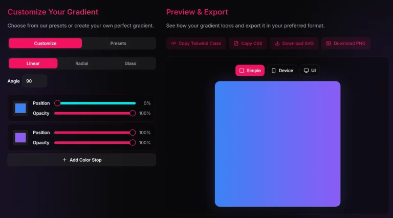 Open Source Gradient Generator For Tailwindcss And Vanilla Css