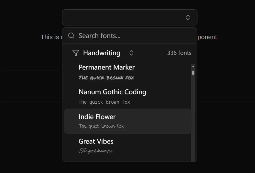 Performant Google Font Picker Component with shadcn/ui