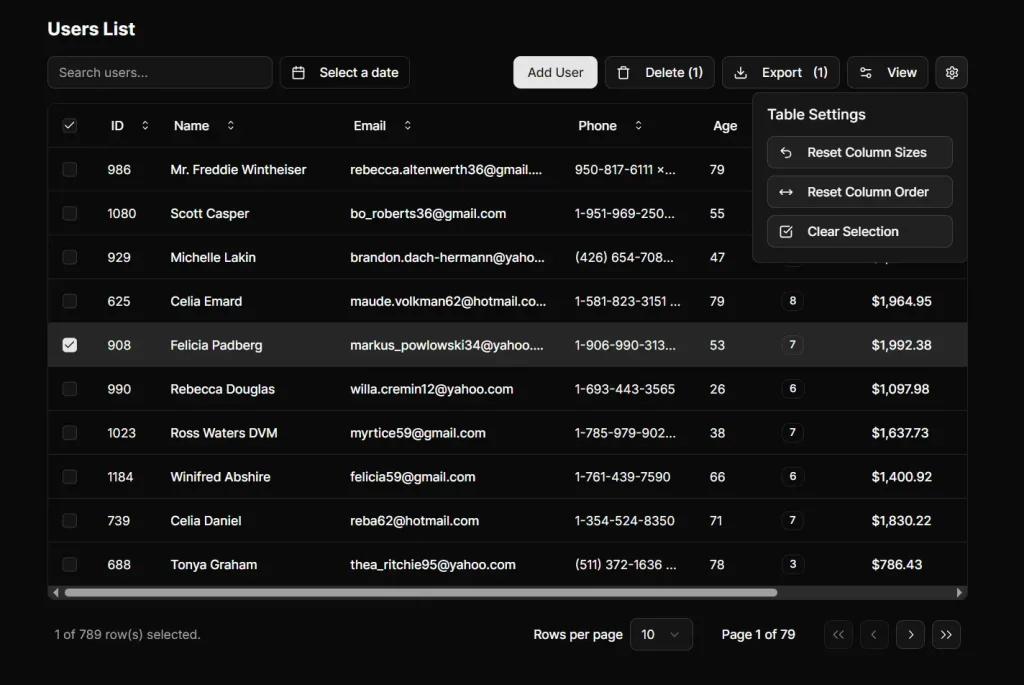 Enterprise-Grade Data Table Component with TanStack and Shadcn/ui