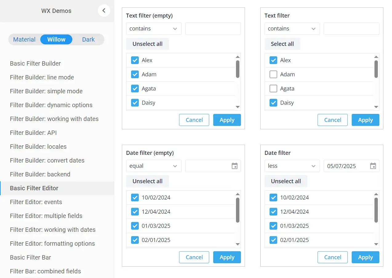 Advanced Query Builder for Svelte - SVAR Svelte Filter