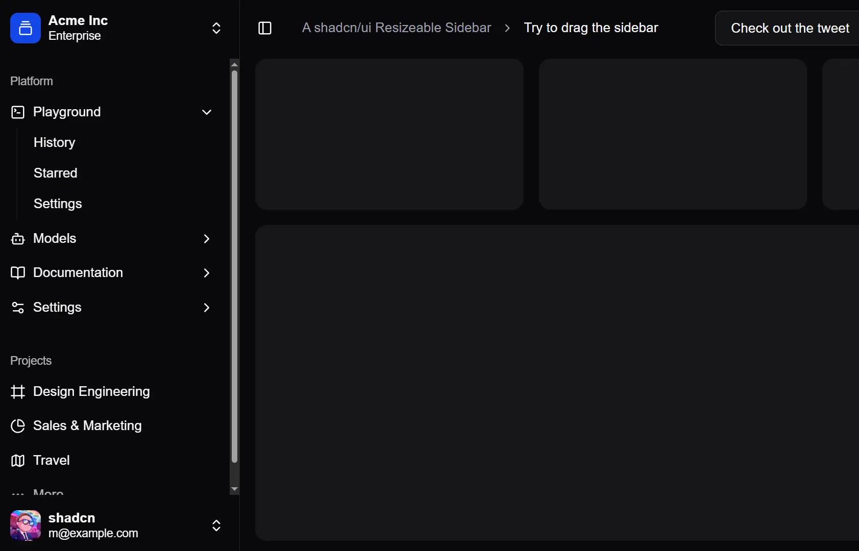 VS Code-Style Shadcn/ui Resizable Sidebar for Next.js Apps