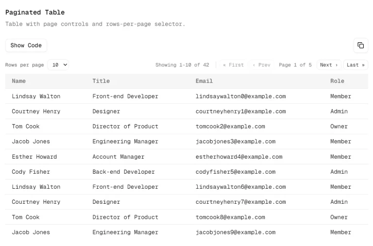 Advanced shadcn/ui Data Table Component For React Apps