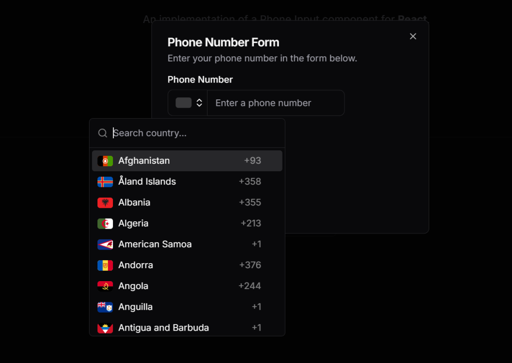 Add Phone Input with Country Validation to Shadcn/ui
